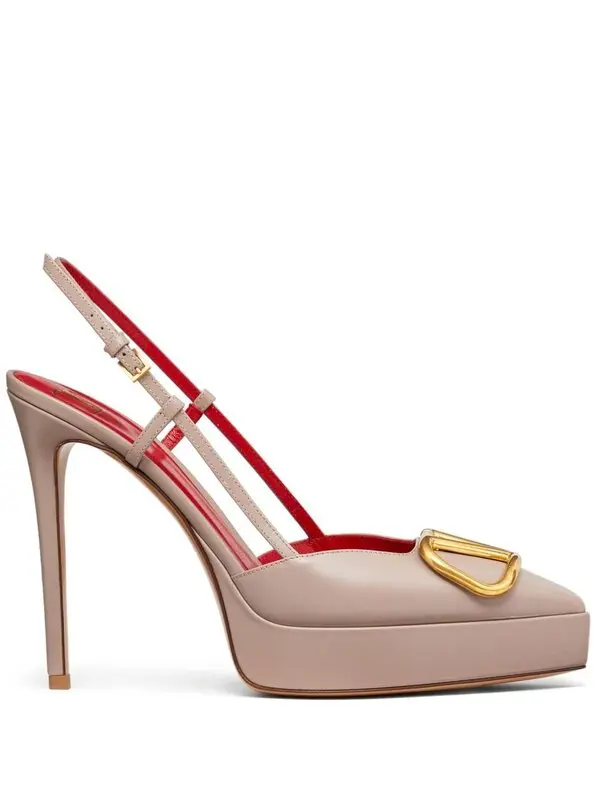 Valentino Garavani 120mm Vlogo Signature Slingback Pumps - Neutrals