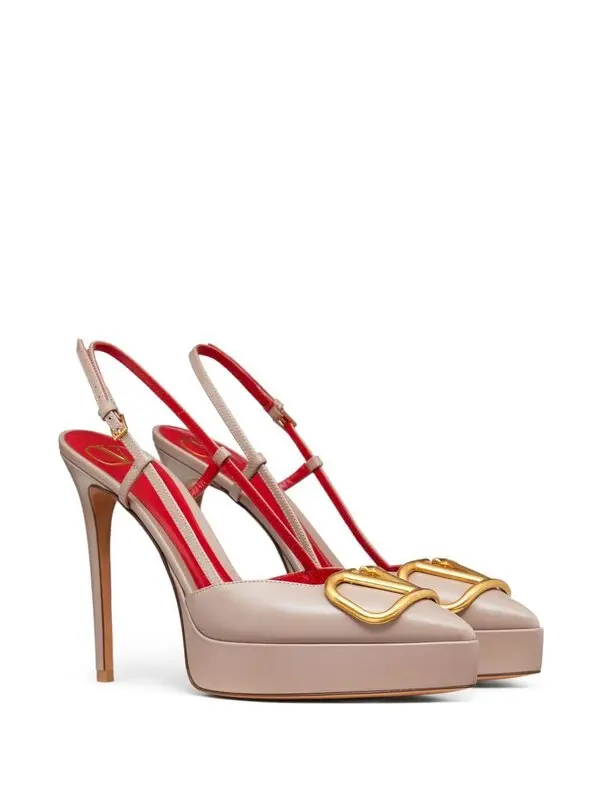 Valentino Garavani 120mm Vlogo Signature Slingback Pumps - Neutrals
