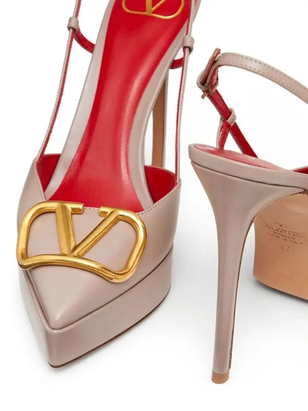 Valentino Garavani 120mm Vlogo Signature Slingback Pumps - Neutrals