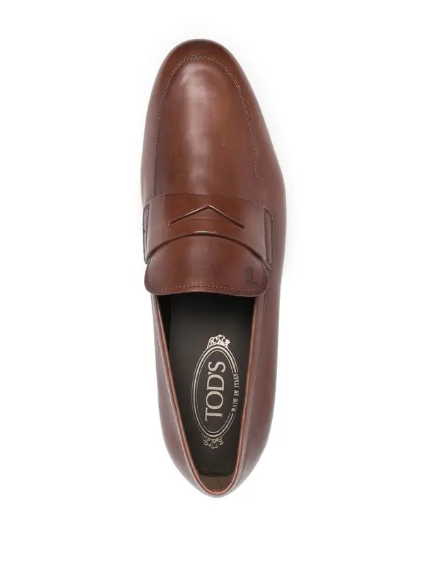 TOD'S Penny-strap Leather Loafers - Brown