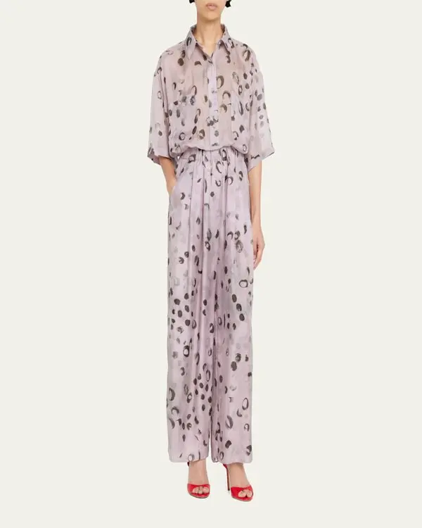 Giorgio Armani Printed Silk Wide-leg Pants