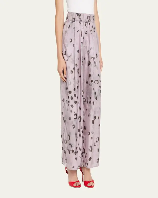 Giorgio Armani Printed Silk Wide-leg Pants