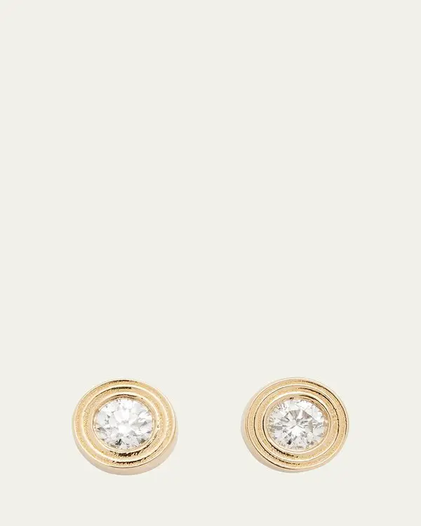 SYDNEY EVAN Fluted 14k And Diamond Stud Earrings