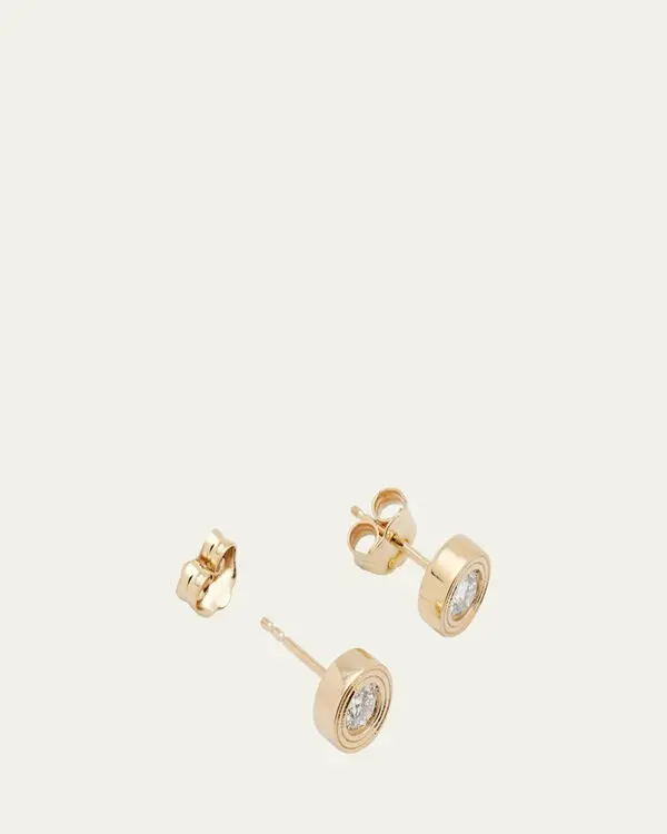 SYDNEY EVAN Fluted 14k And Diamond Stud Earrings