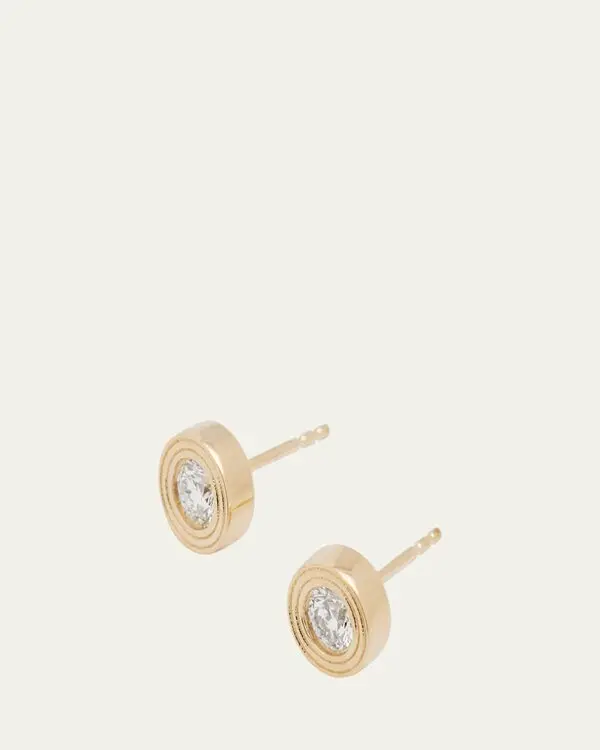 SYDNEY EVAN Fluted 14k And Diamond Stud Earrings