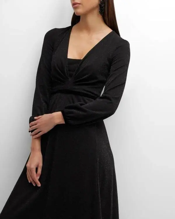 Emporio Armani Shimmer Jersey Maxi Dress - Black