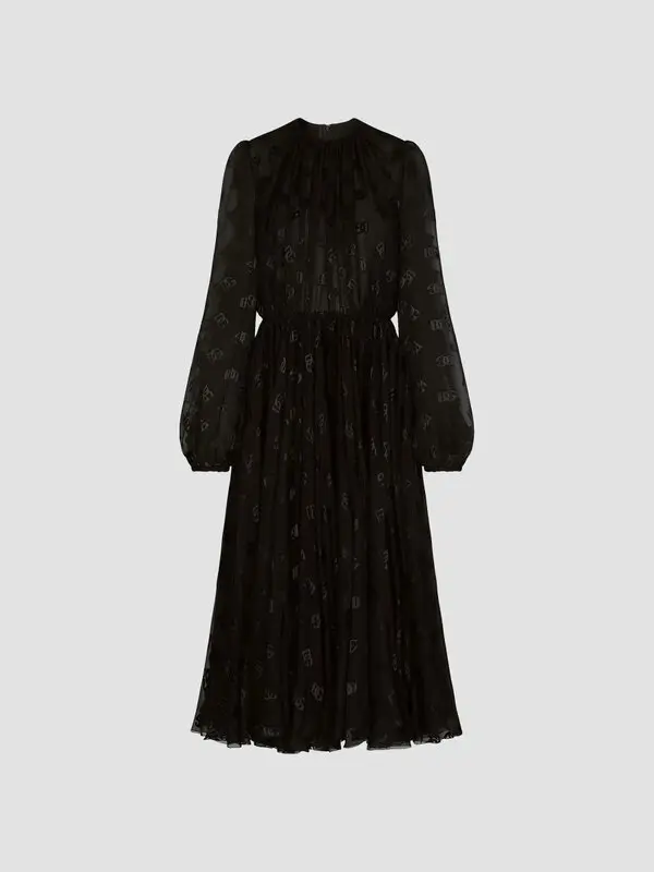 Dolce & Gabbana Dg Monogram Chiffon Midi-dress - Nero