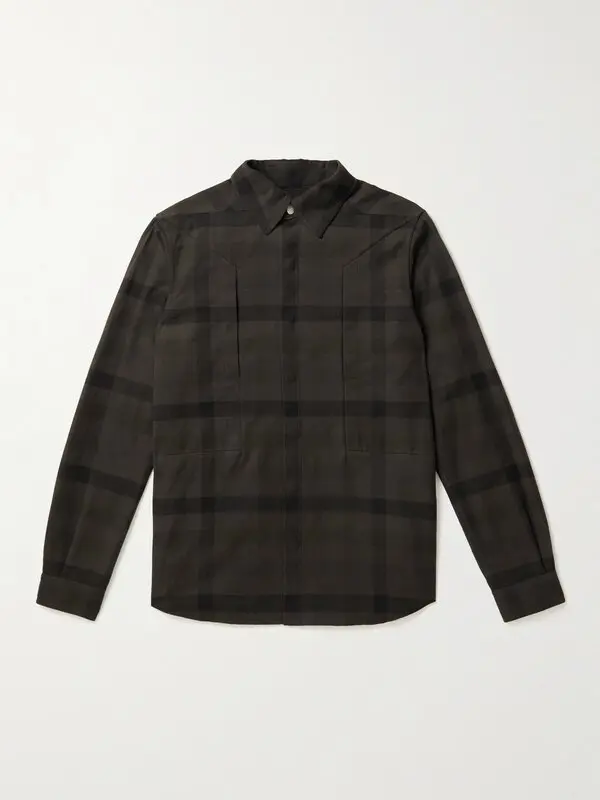 Rick Owens Checked Brushed Cotton-twill Overshirt