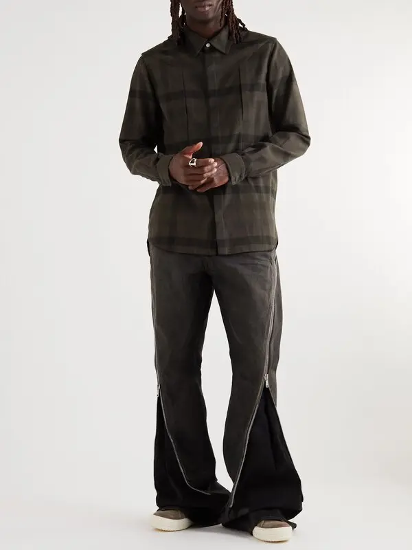 Rick Owens Checked Brushed Cotton-twill Overshirt