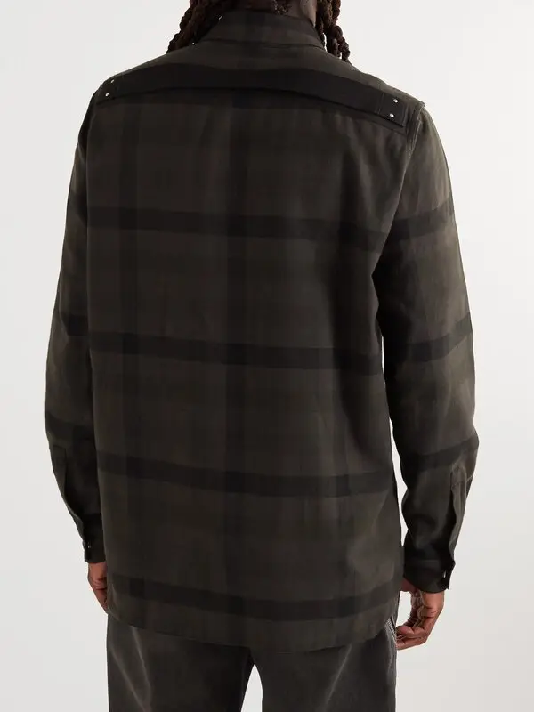 Rick Owens Checked Brushed Cotton-twill Overshirt
