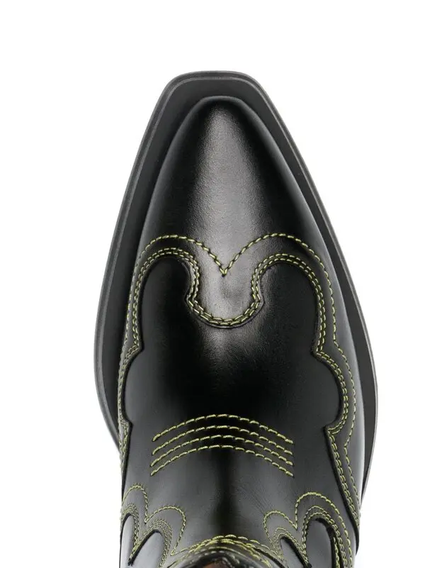 GANNI 35mm Western Leather Boots - Black