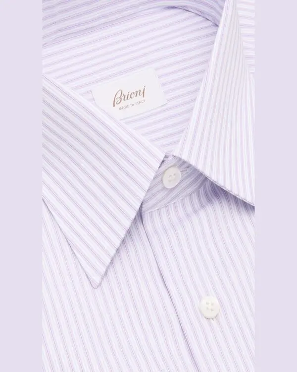 Brioni Cotton Stripe Dress Shirt - Whtpur