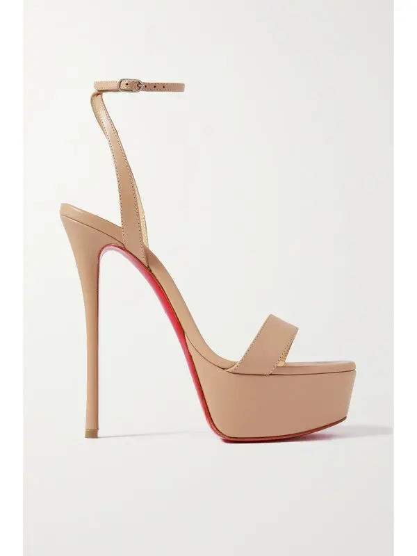 CHRISTIAN LOUBOUTIN Loubi Queen Alta 150 Leather Platform Pumps - Neutrals