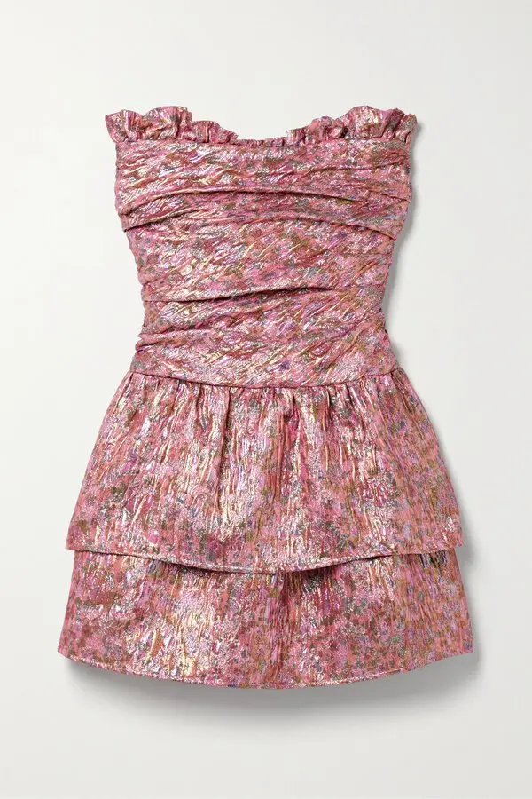 Loveshackfancy Acelin Strapless Gathered Brocade Mini Dress In Pink - 35%  Off | Editorialist