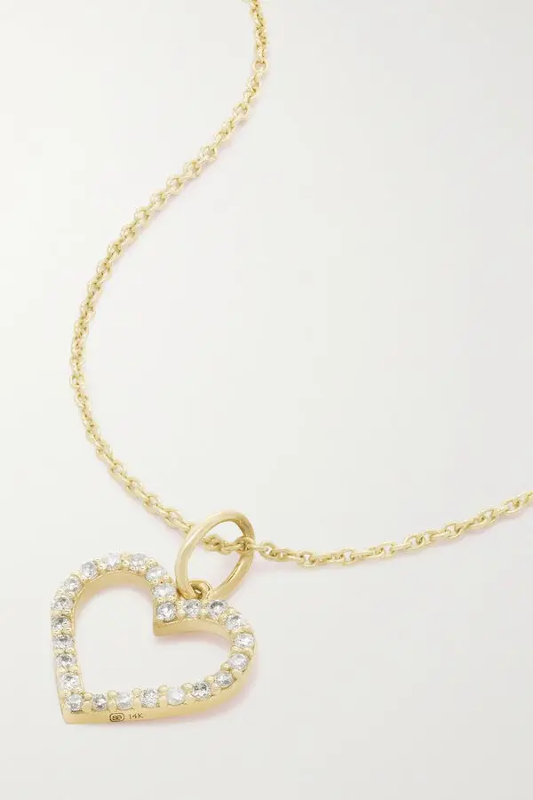 SYDNEY EVAN Open Heart 14-karat Diamond Necklace - Gold