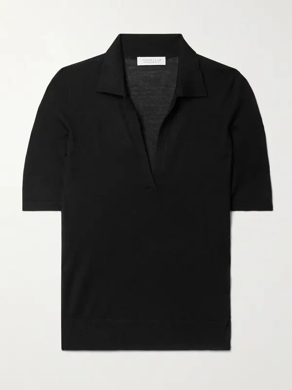 Gabriela Hearst Frank Cashmere And Silk-blend Polo Shirt - Black