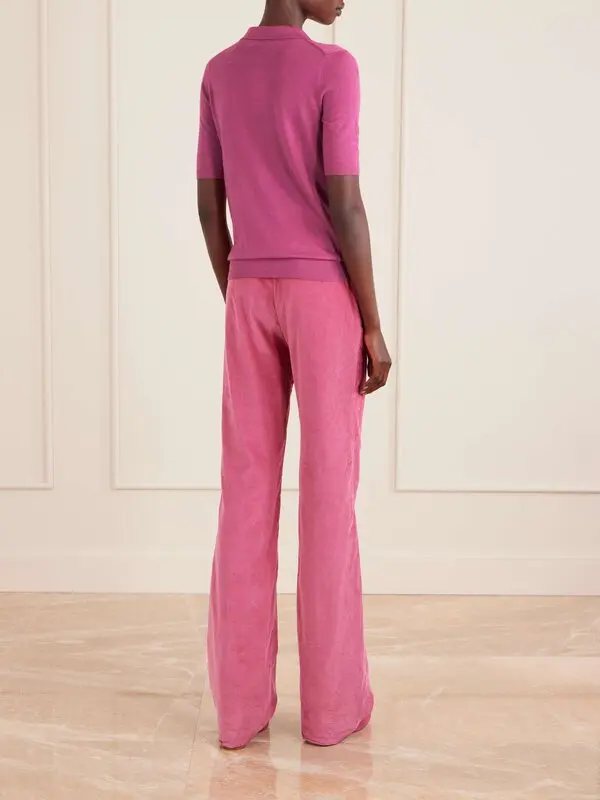 Gabriela Hearst Frank Cashmere And Silk-blend Polo Shirt - Pink