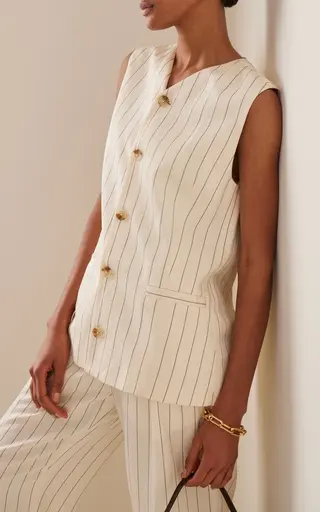 LOULOU STUDIO Cetina Pinstriped Vest