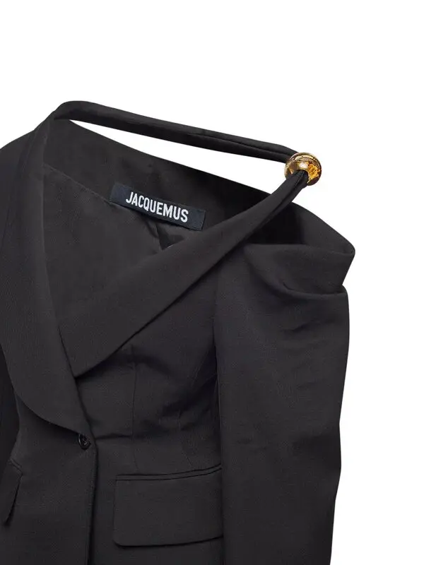 Jacquemus La Veste Baska Wool Off-Shoulder Blazer In Black