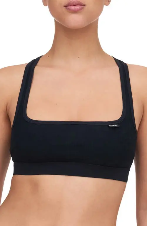 Chantelle Cotton Comfort Racerback Organic Cotton Bralette - Black