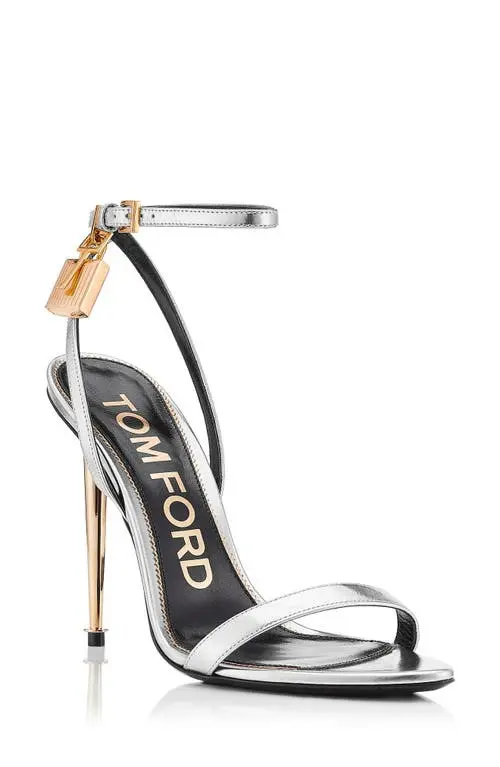 TOM FORD Padlock Naked Metallic Sandal - Taa Silver