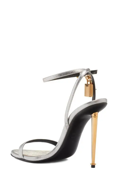 TOM FORD Padlock Naked Metallic Sandal - Taa Silver