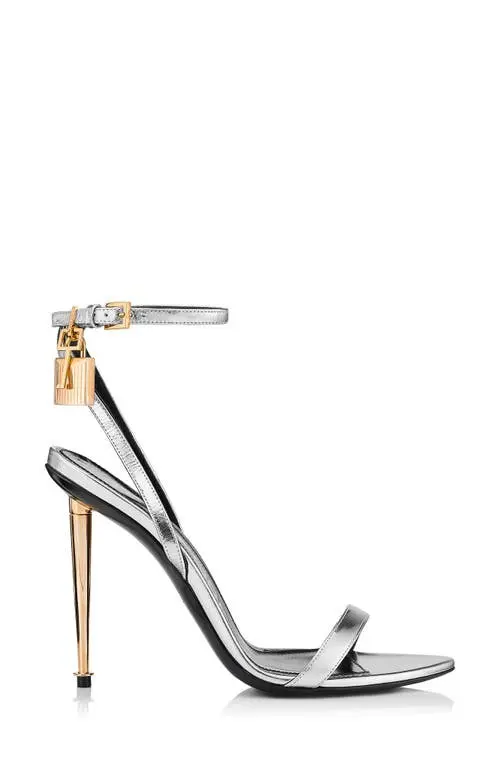 TOM FORD Padlock Naked Metallic Sandal - Taa Silver