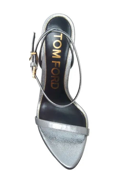 TOM FORD Padlock Naked Metallic Sandal - Taa Silver