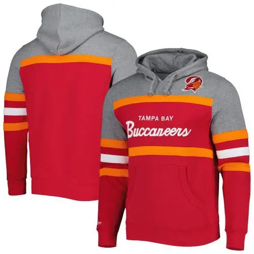 Mitchell & Ness Heathe Gray Tampa Bay Buccaneers Head Coach Pullover Hoodie