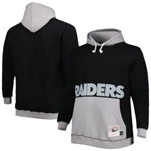 Mitchell & Ness Silver Las Vegas Raiders Big & Tall Big Face Pullover Hoodie