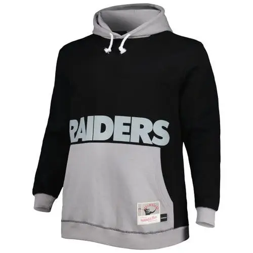 Mitchell & Ness Silver Las Vegas Raiders Big & Tall Big Face Pullover Hoodie