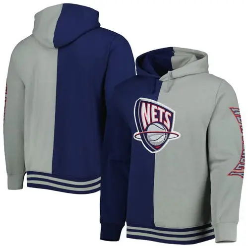 Mitchell & Ness Gray New Jersey Nets Hardwood Classics Split Pullover Hoodie