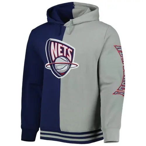 Mitchell & Ness Gray New Jersey Nets Hardwood Classics Split Pullover Hoodie