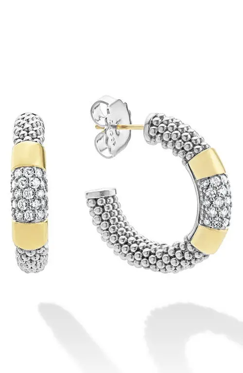 Lagos High Bar Diamond Hoop Earrings - Silver