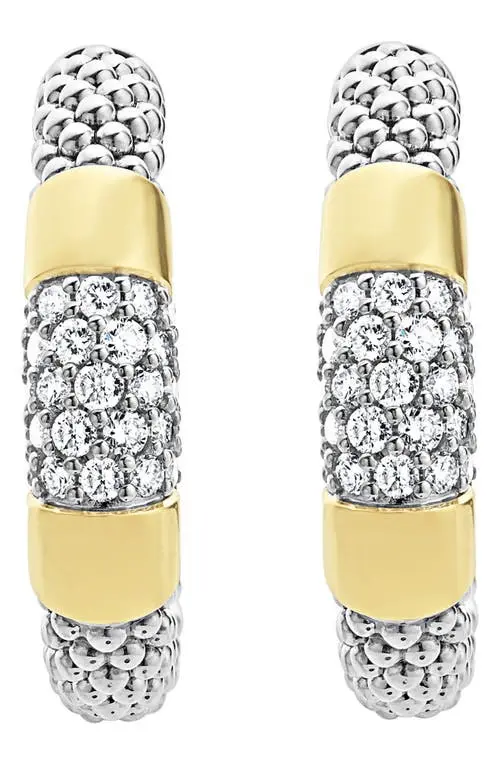 Lagos High Bar Diamond Hoop Earrings