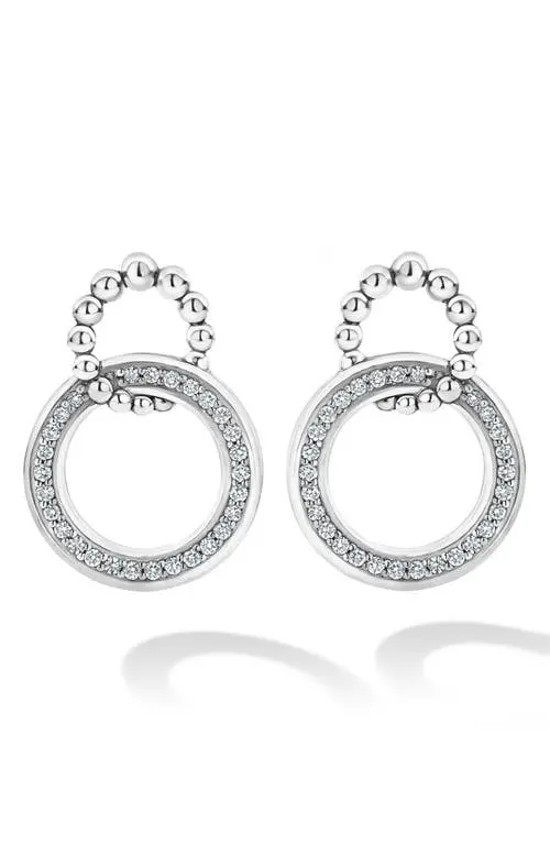 Lagos Enso Caviar Diamond Circle Drop Earrings - Silver/diamond
