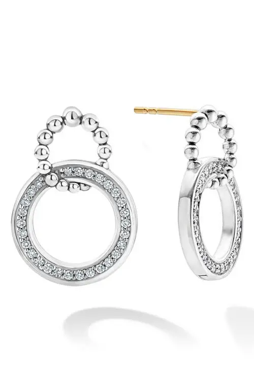 Lagos Enso Caviar Diamond Circle Drop Earrings - Silver/diamond