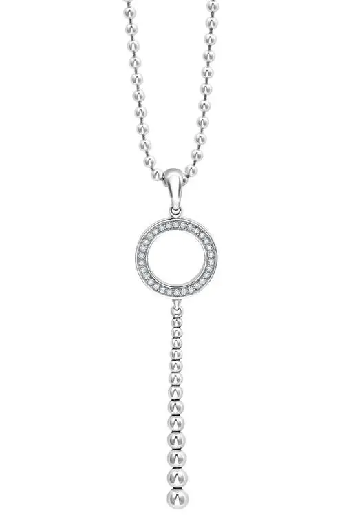 Lagos Enso Caviar Bead & Diamond Y-necklace - Silver/diamond