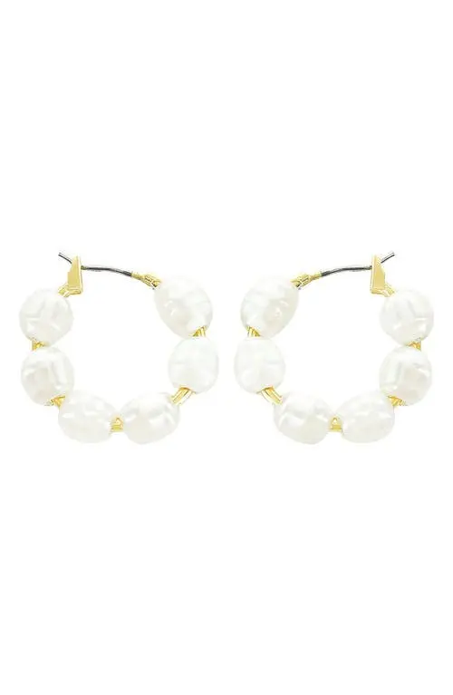 PANACEA Hoop Earrings With Acrylic Imitation Pearl - White