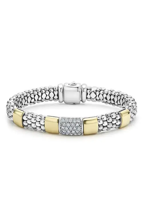 Lagos Caviar Pavé Diamond Bracelet - Silver Gold Diamond