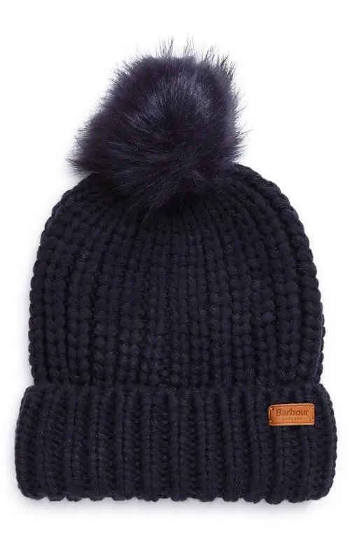 Barbour Saltburn Faux Fur Pom Beanie