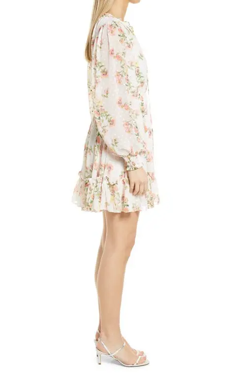 RACHEL PARCELL Floral Print Swiss Dot Dress - Ivory Poppy Vine