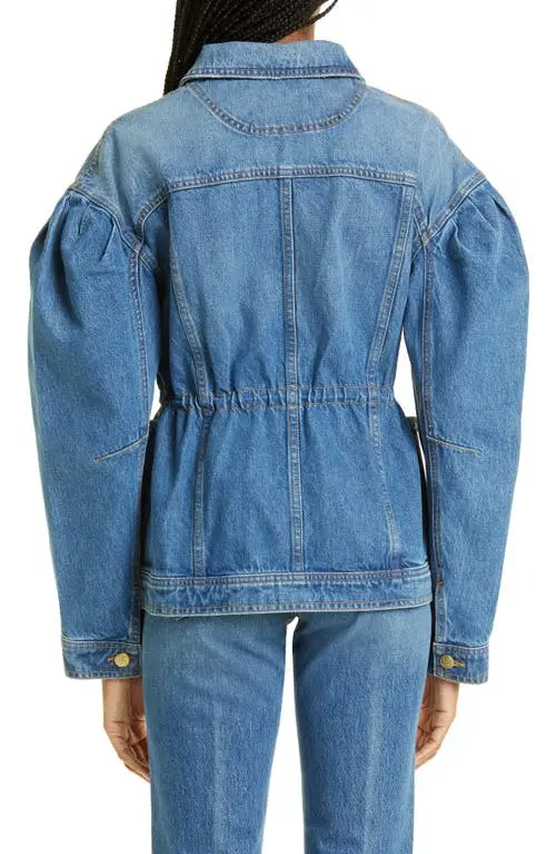 Ulla Johnson Odette Blouson Sleeve Denim Jacket - Danube Medium Indigo Wash