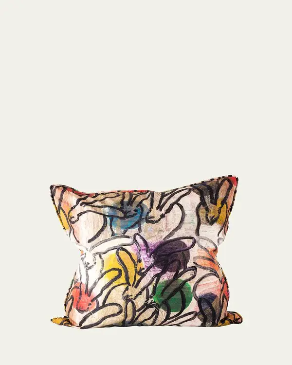 HUNT SLONEM Bunnies & Orbs Decorative Pillow