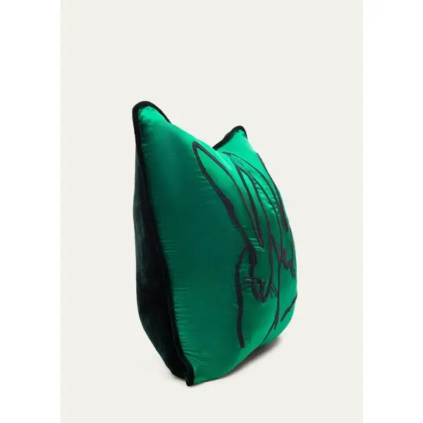HUNT SLONEM Embroidered Bunny Silk Pillow, 20