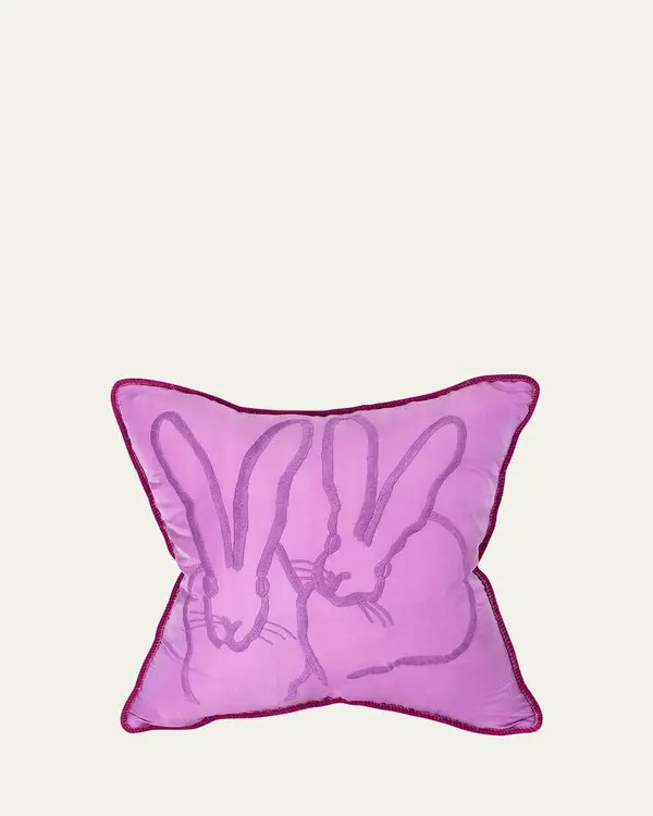 HUNT SLONEM Hand-embroidered Silk & Velvet Bunny Pillow, 20 - Lilac