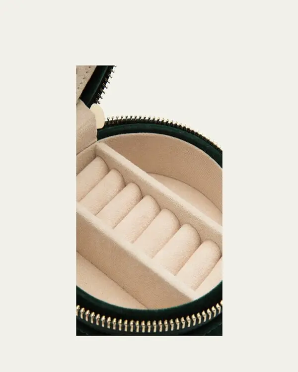 Wolf Zoe Round Travel Jewelry Case - Forest Green