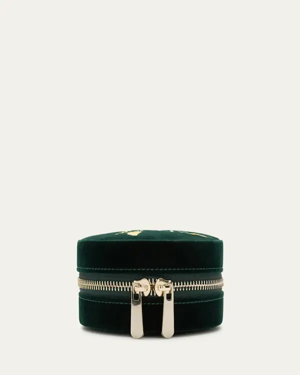 Wolf Zoe Round Travel Jewelry Case - Forest Green