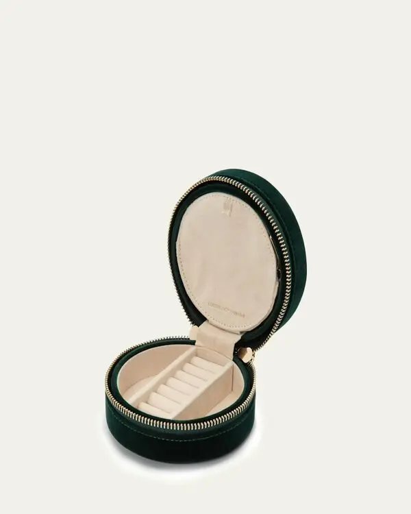 Wolf Zoe Round Travel Jewelry Case - Forest Green