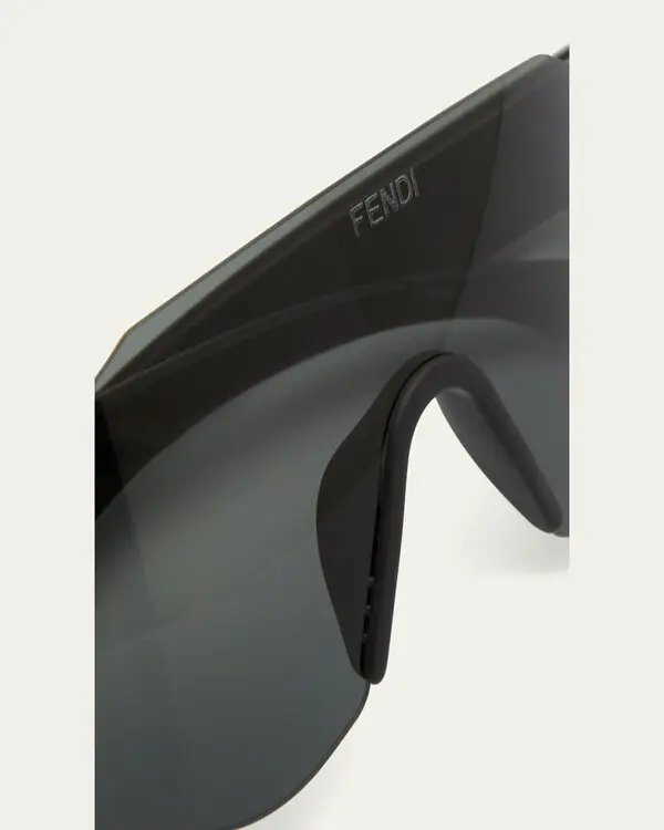 Fendi Ff-logo Rimless Shield Sunglasses